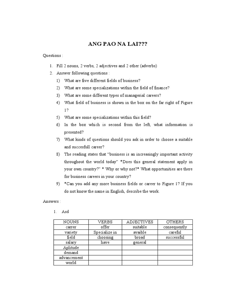 Ang Pao Na Lai | PDF | Adjective | Verb