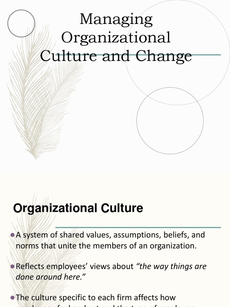 Chapter 4 Organizational Culture and Change | PDF | Organizational ...