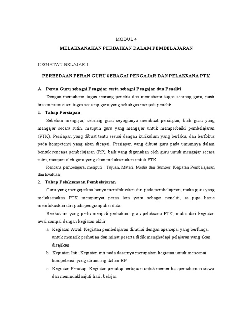 Rangkuman PTK Modul 4 KB 1 | PDF
