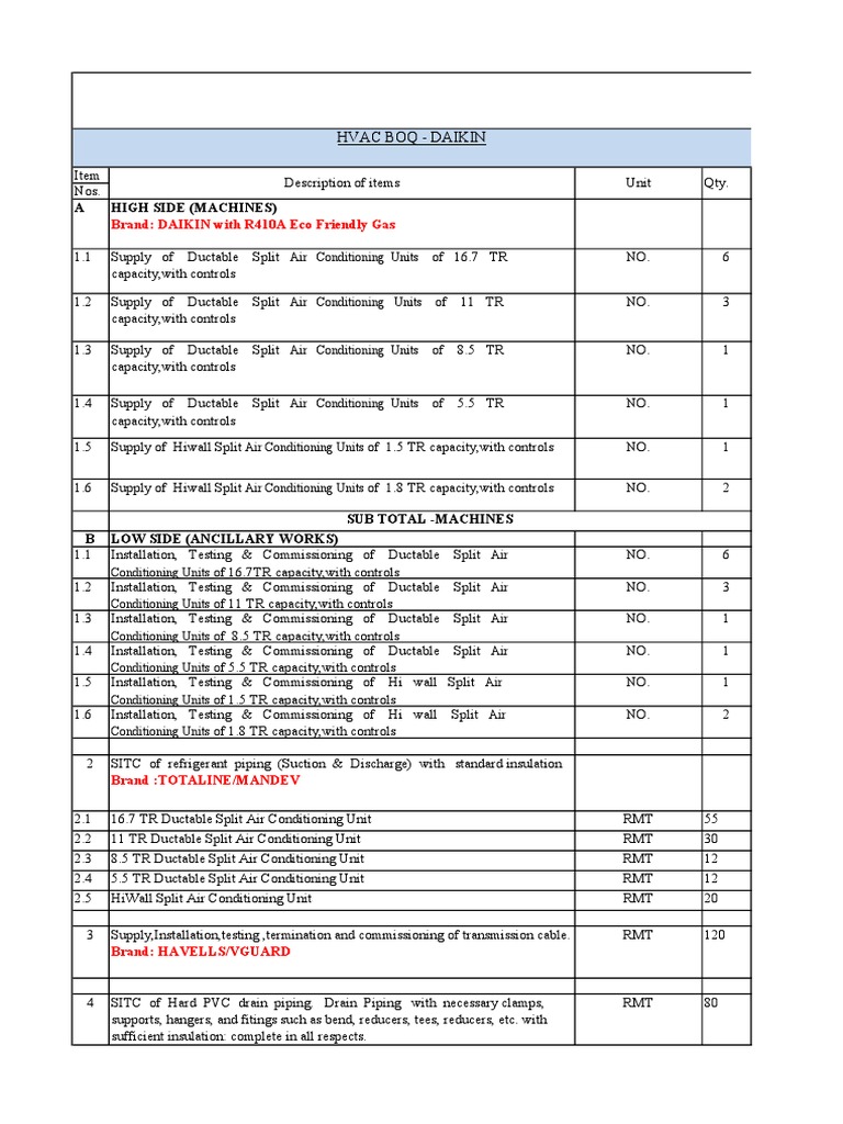 Hvac Daikin Boq | PDF | Duct (Flow) | Air Conditioning