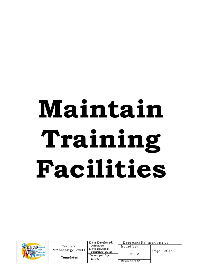 Maintain Training Facilities - Template | PDF | Waste Management ...