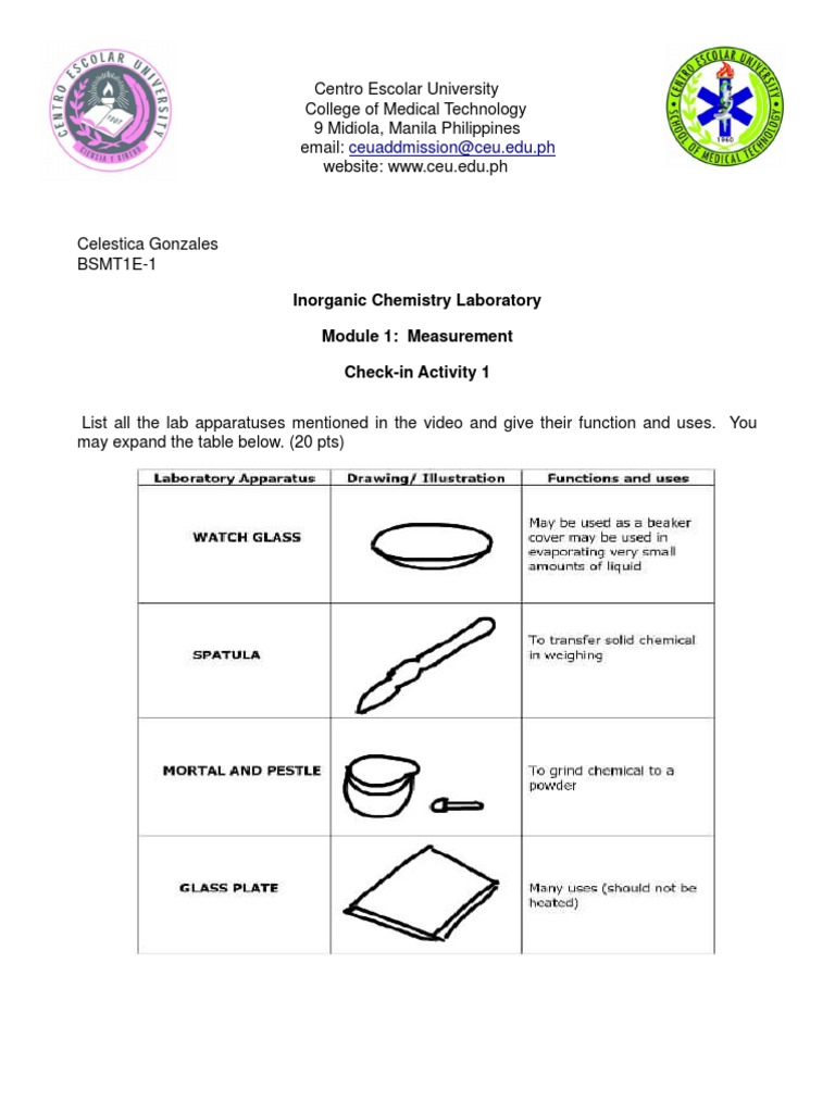 Gonzales - M1 Check-In Activity 1 | PDF | Chemistry | Physical Sciences