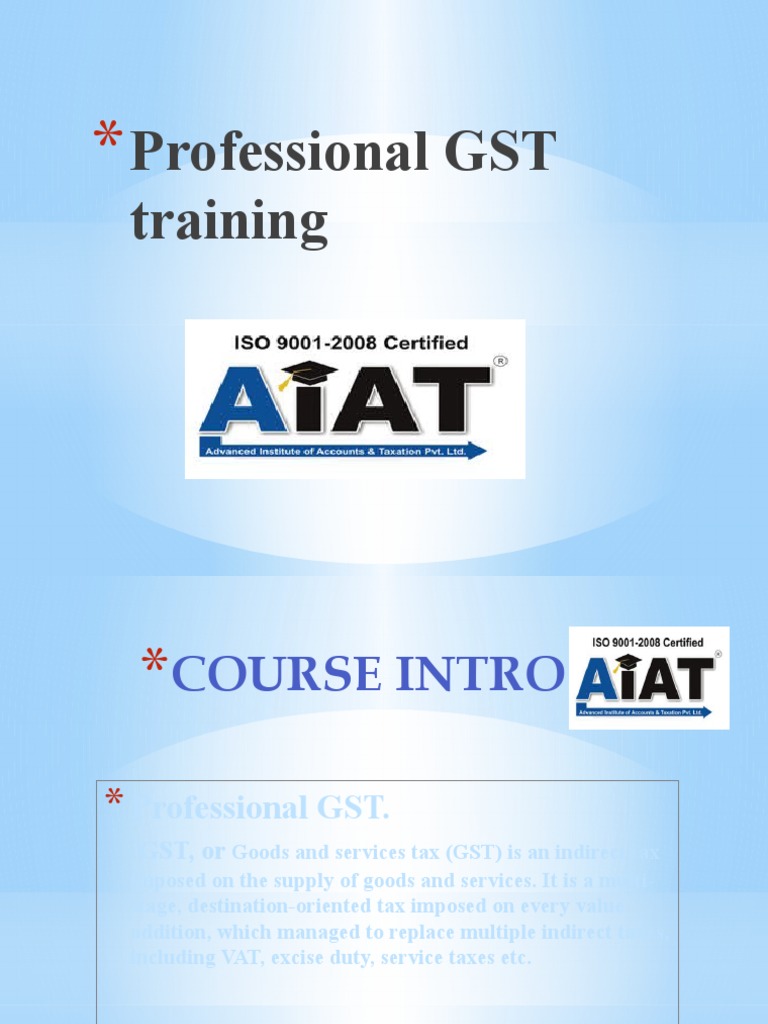 NIFM GST Course Overview | PDF