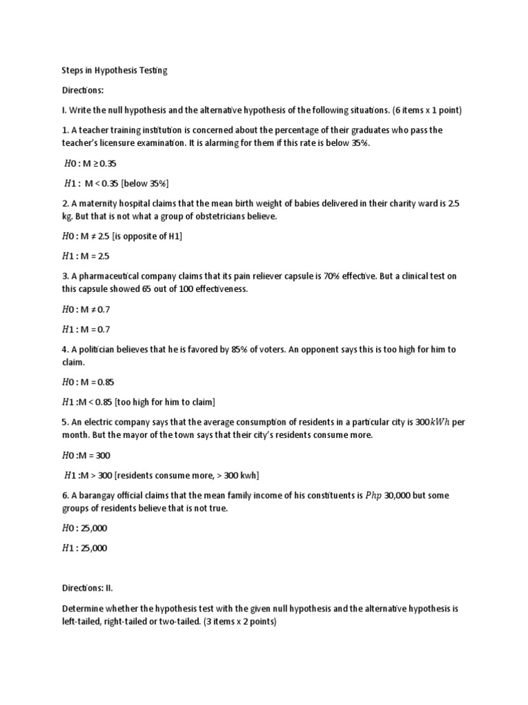 Steps in Hypothesis Testing | PDF