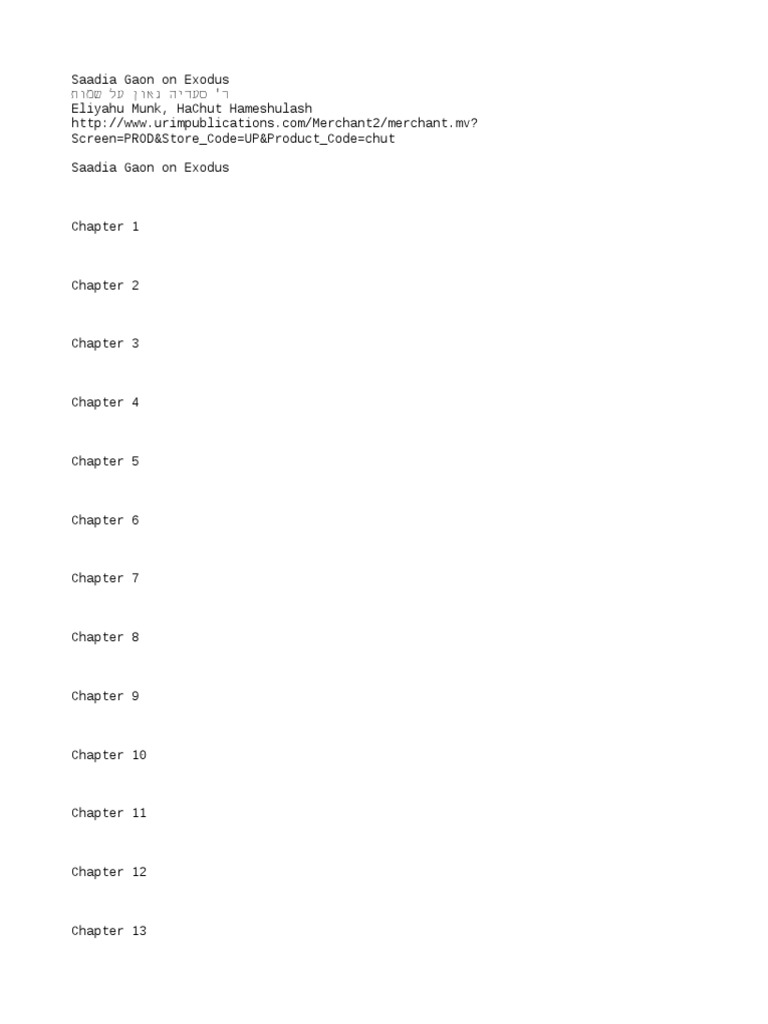 Saadia Gaon On Exodus - en - Eliyahu Munk, HaChut Hameshulash | PDF ...