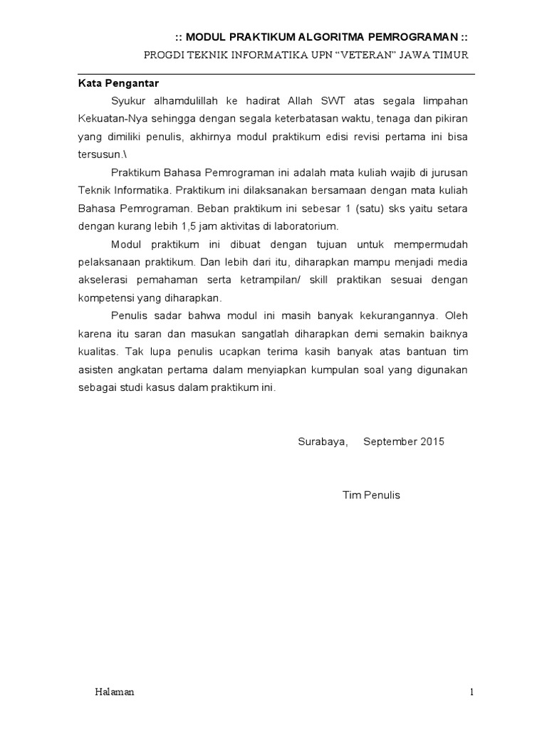 Modul Praktikum Algoritma Pemrograman | PDF | Komputer | Teknologi & Rekayasa