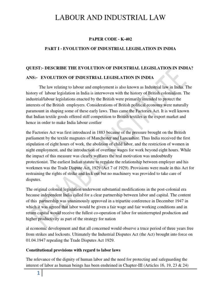 LABOUR LAW Study Material | PDF | Labour Law | Arbitration