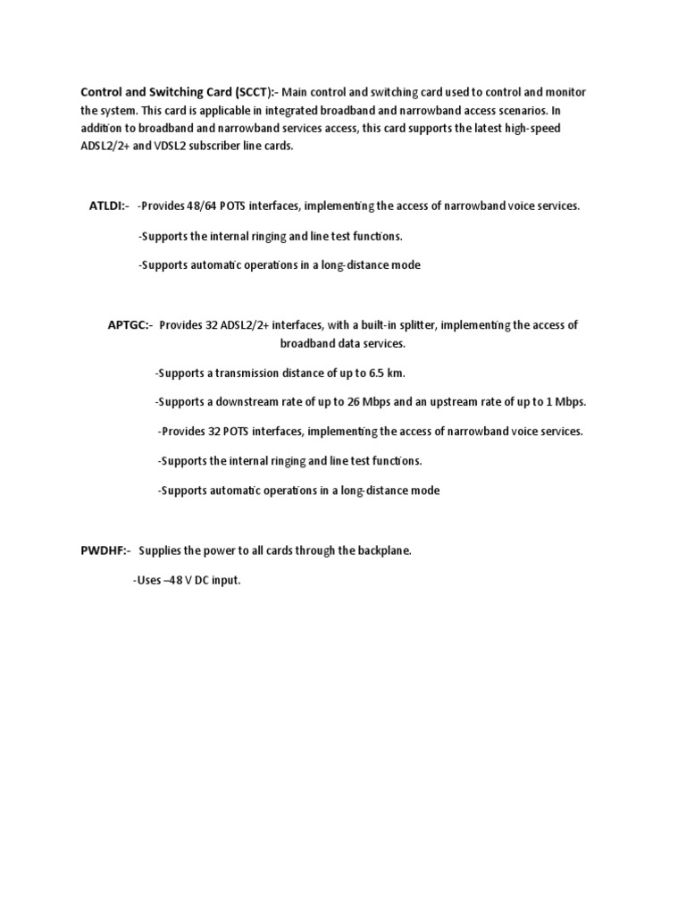 Control and Switching Card (SCCT) | PDF