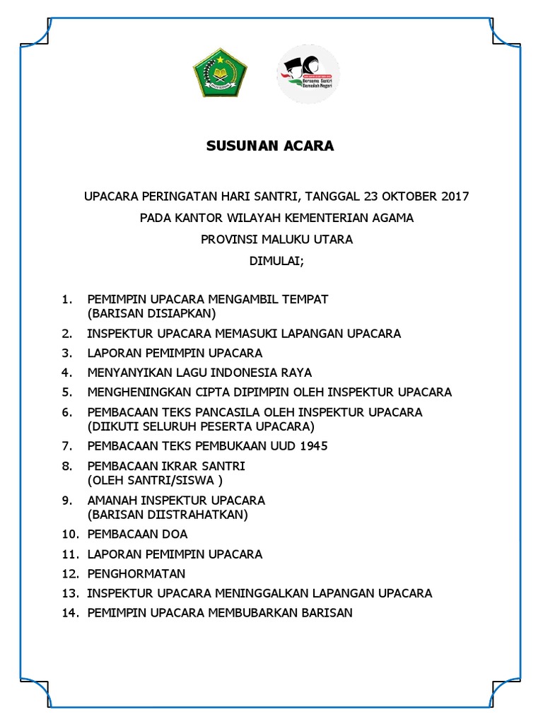 1 Susunan Acara Hari Santri | PDF | Ilmu Sosial