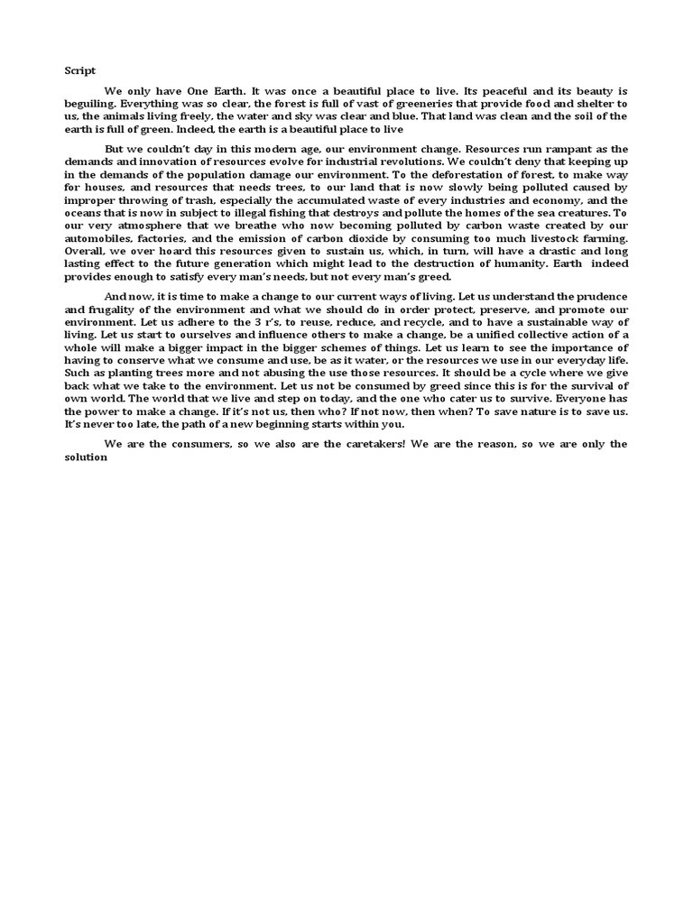 Advocacy Script | PDF | Waste | Natural Environment