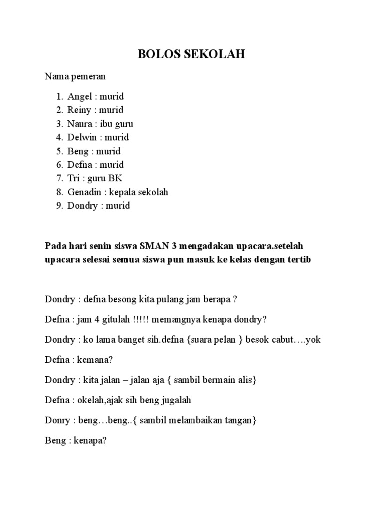 Naskah Drama Bolos Sekolah Pdf