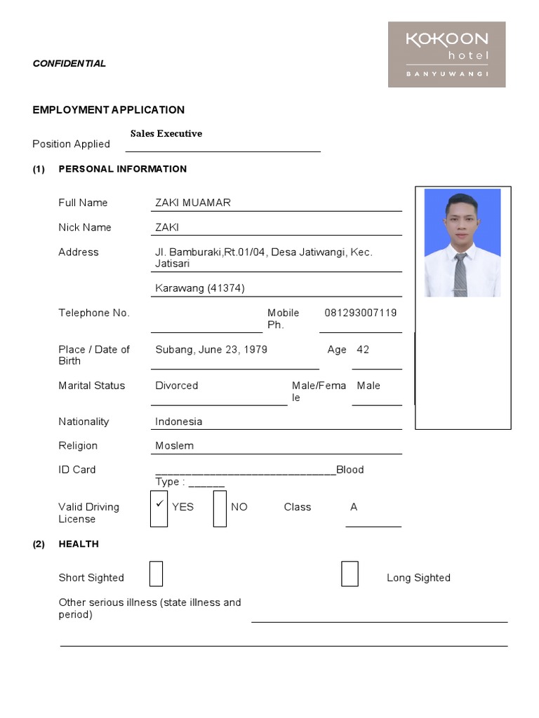 Employee Application Form | PDF