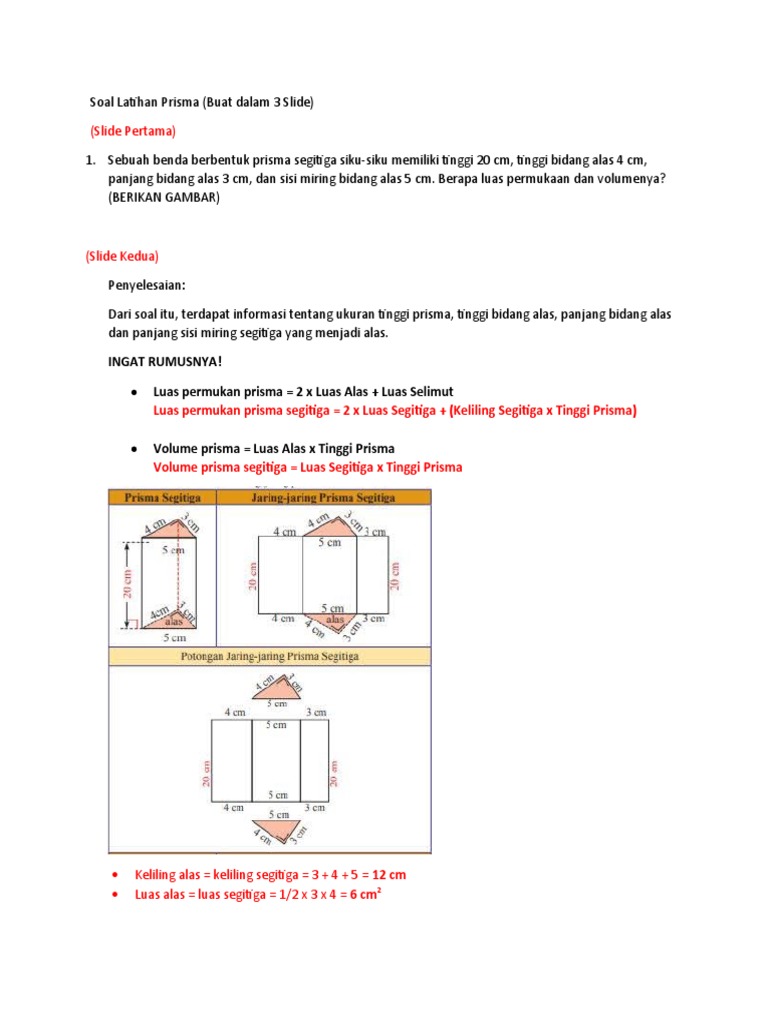 Soal Prisma Segitiga Dan Limas | PDF