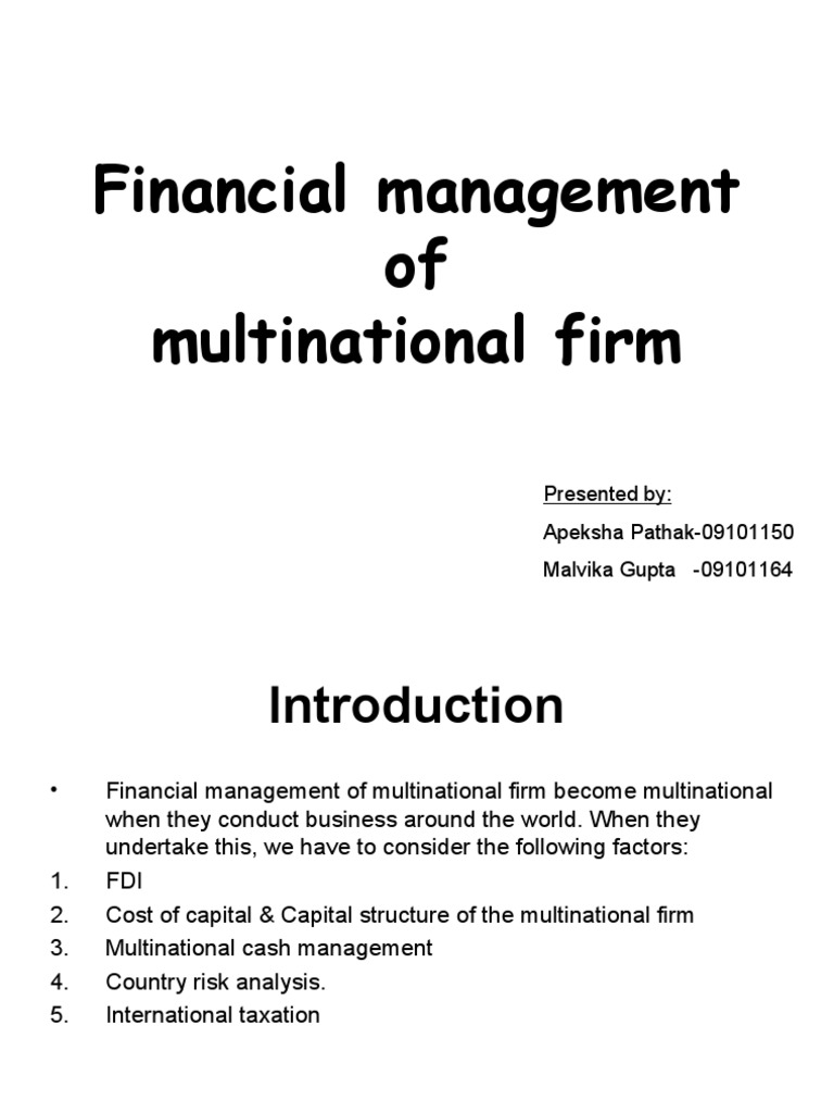 Financial Management in Multinational Firms | PDF