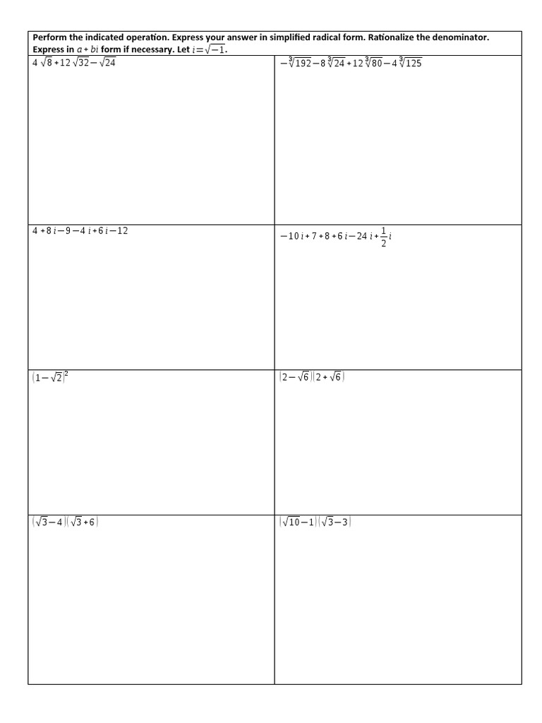 Radicals Reveiw Packet 3 | PDF | Mathematics