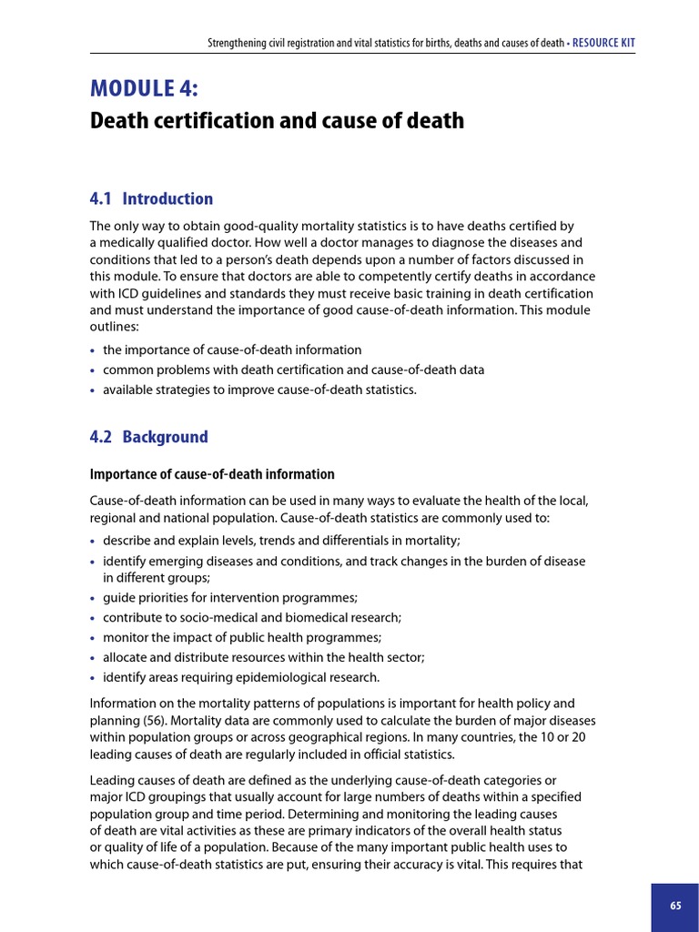 Module 4 - Death Certification and Cause of Death - 2 | PDF | Maternal ...
