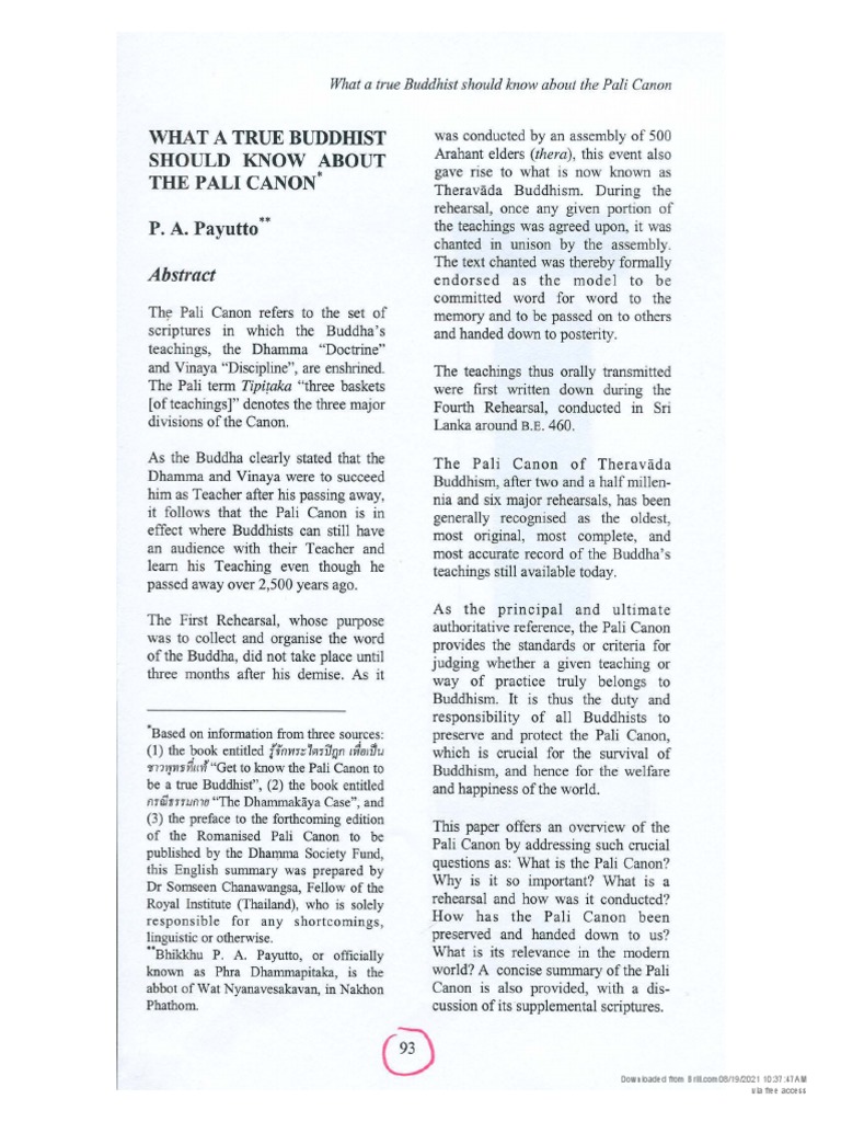 What A True Buddidst Should Know About The Pali Canon | PDF | Gautama ...