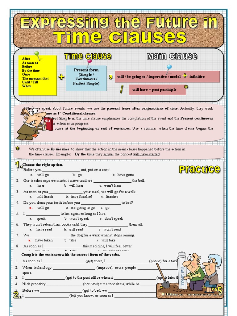 Future Time Clauses Grammar Drills - 96400 | PDF | Perfect (Grammar ...