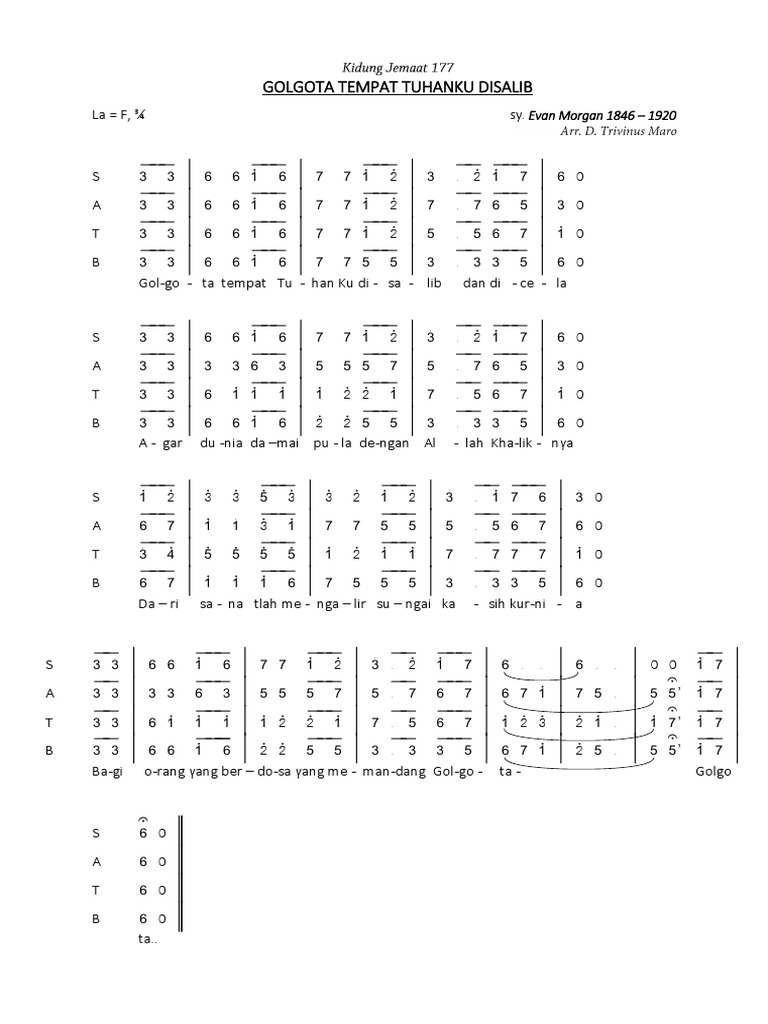 Arr KJ 177 (Golgota Tempat Tuhan Ku Disalib) | PDF | Metode & Bahan Ajar