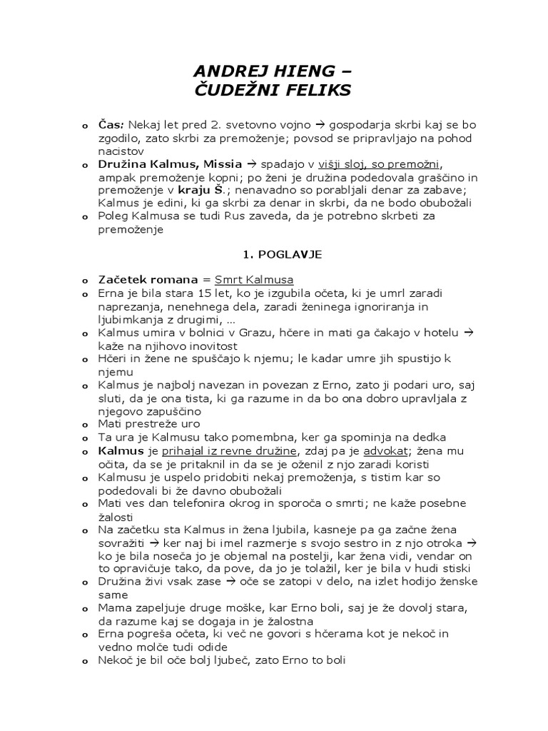 Slo Dob Hieng Andrej Cudezni Feliks 02 Analiza | PDF