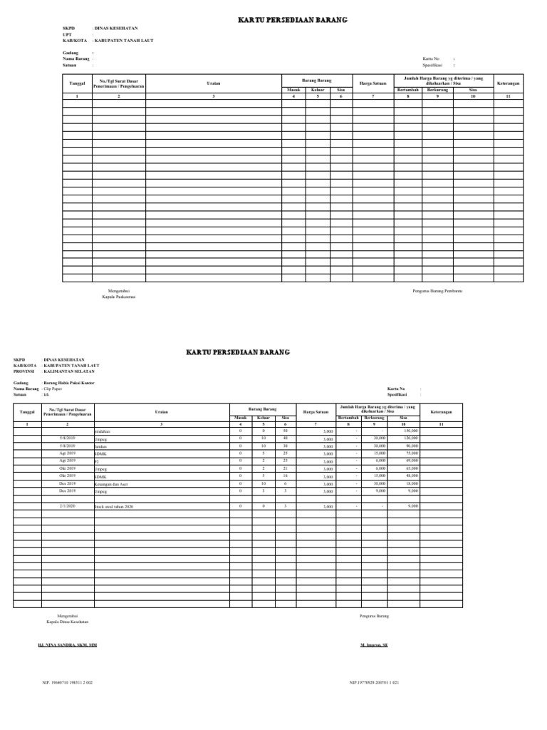 Form Kartu Persediaan | PDF