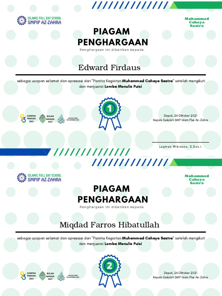 Piagam Penghargaan: Edward Firdaus | PDF