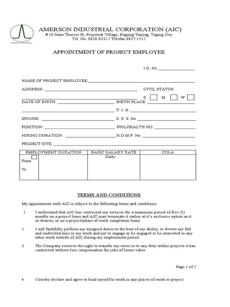 Appointment and Project Completion | PDF | Employment | Contractual Term
