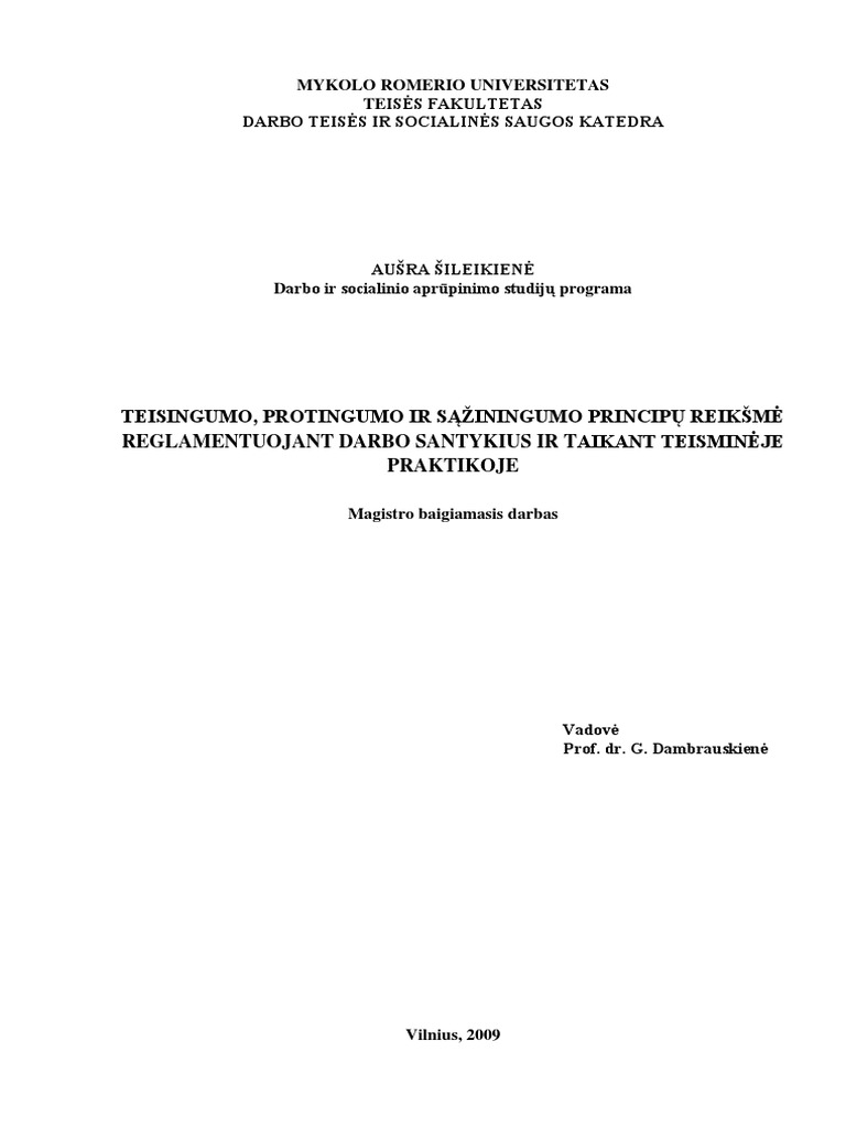Magistro Baigiamasis Darbas 2009 | PDF