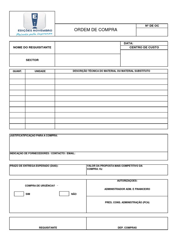 Modelo Ordem de Compra | PDF