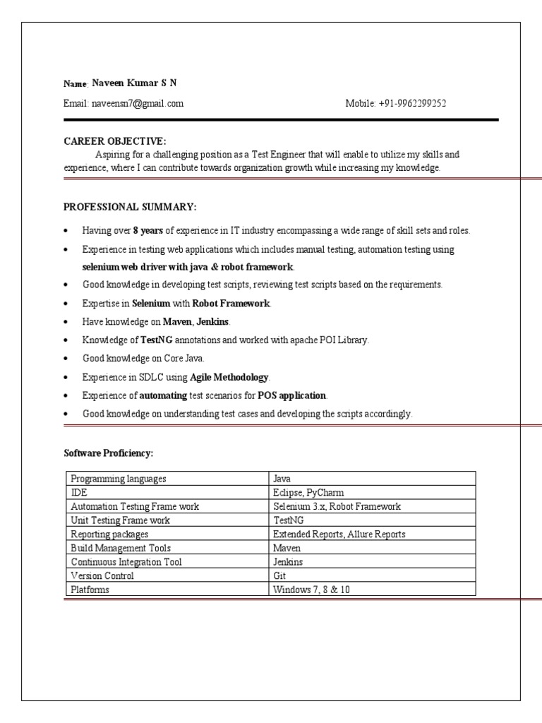 Naveen Resume | PDF | Selenium (Software) | Software Testing