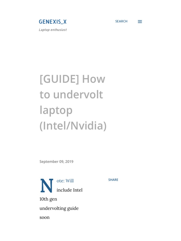 (GUIDE) How To Undervolt A Laptop (Intel - Nvidia) | PDF | Laptop ...