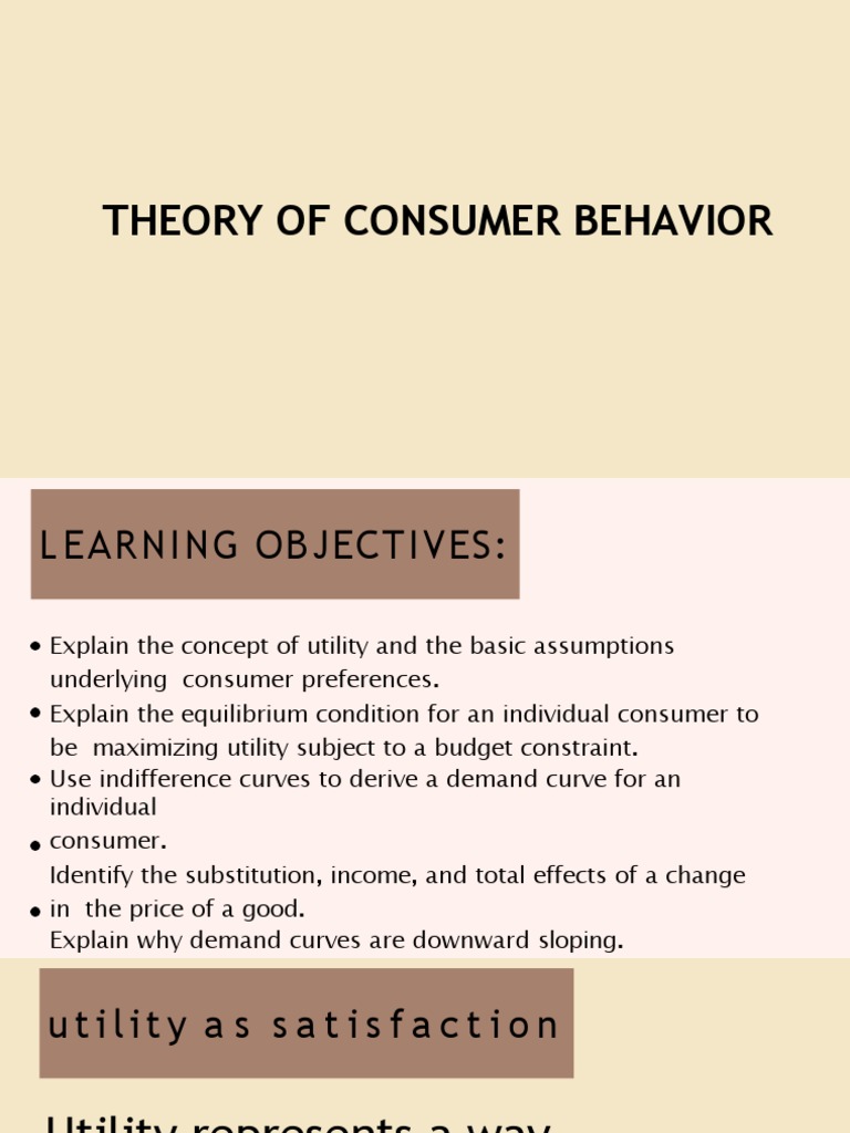 Theory of Consumer Behavior | PDF | Utility | Economics