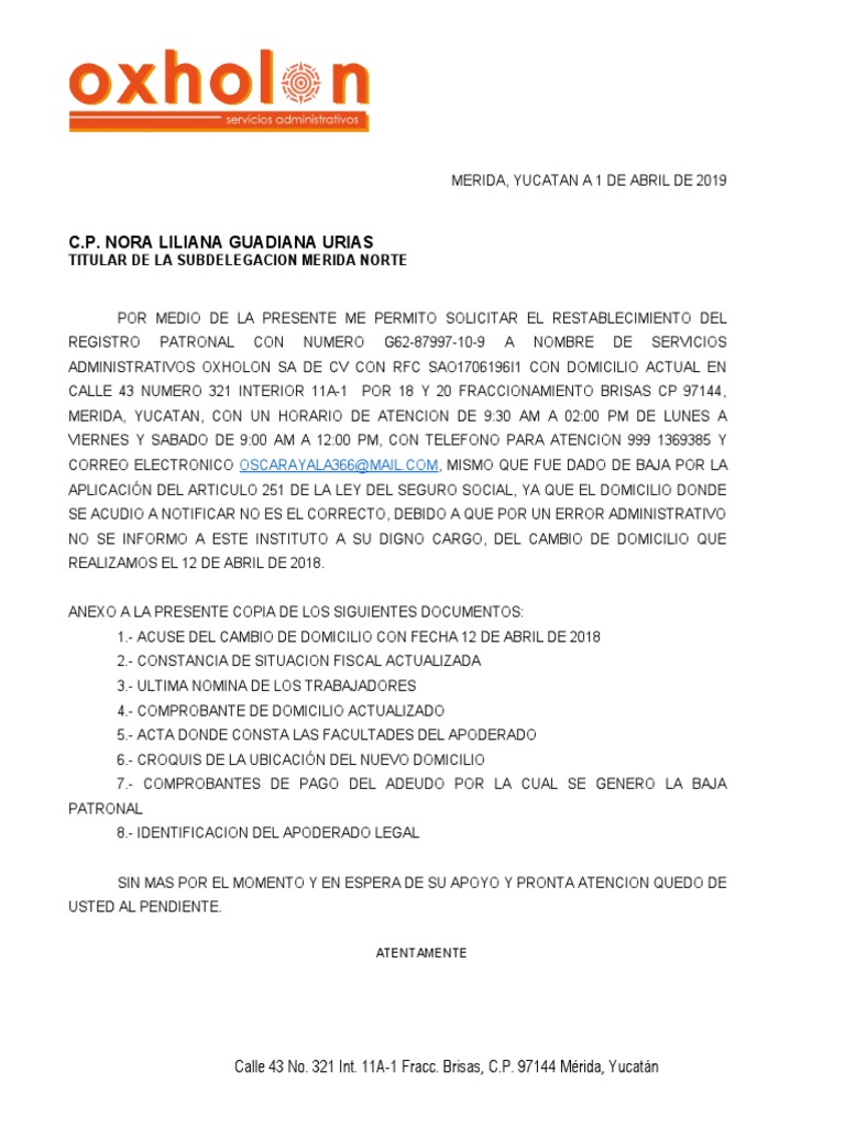 Carta Al Imss | PDF