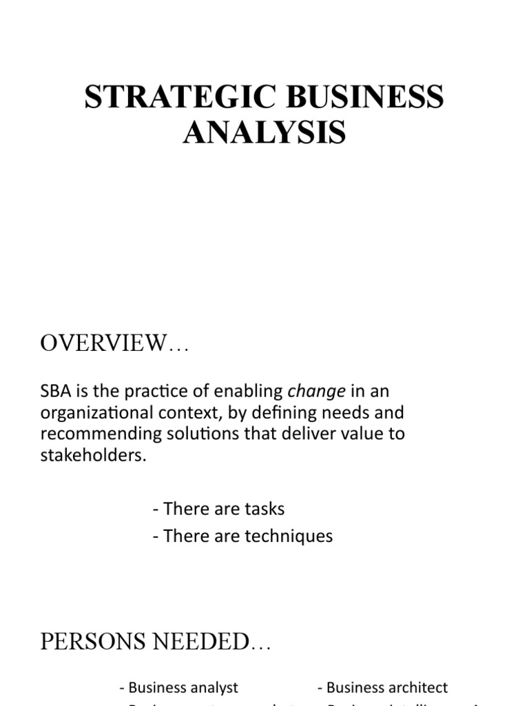 Strategic Business Analysis Overview | Download Free PDF | Intelligence ...