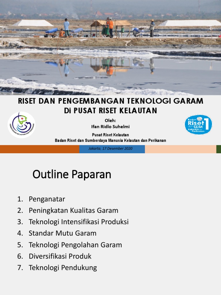 Irfan Ridlo - Riset Dan Pengembagan Teknologi Garam | PDF