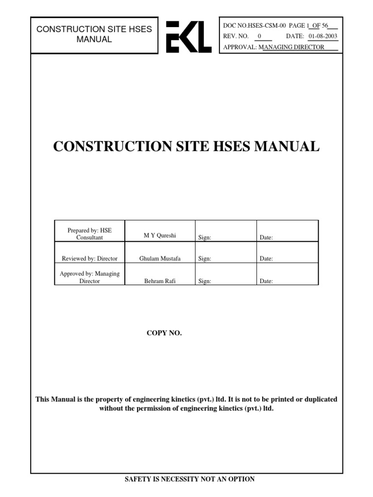Construction Site Hses Manual | PDF | Safety | Occupational Safety And ...