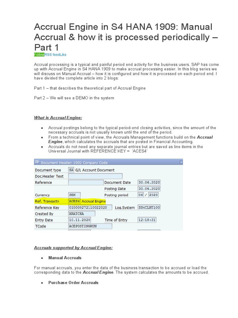 Accrual Engine in S4 HANA 1909 | PDF | Accrual | Conceptual Model