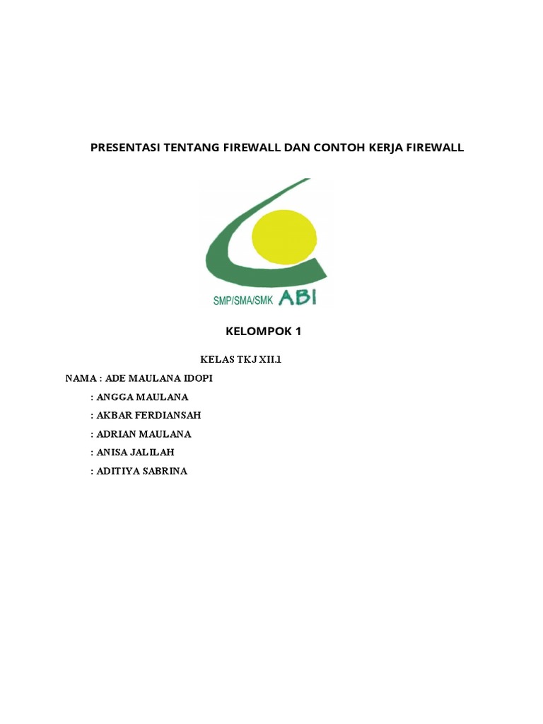 Presentasi Tentang Firewall Dan Contoh Kerja Firewall | PDF