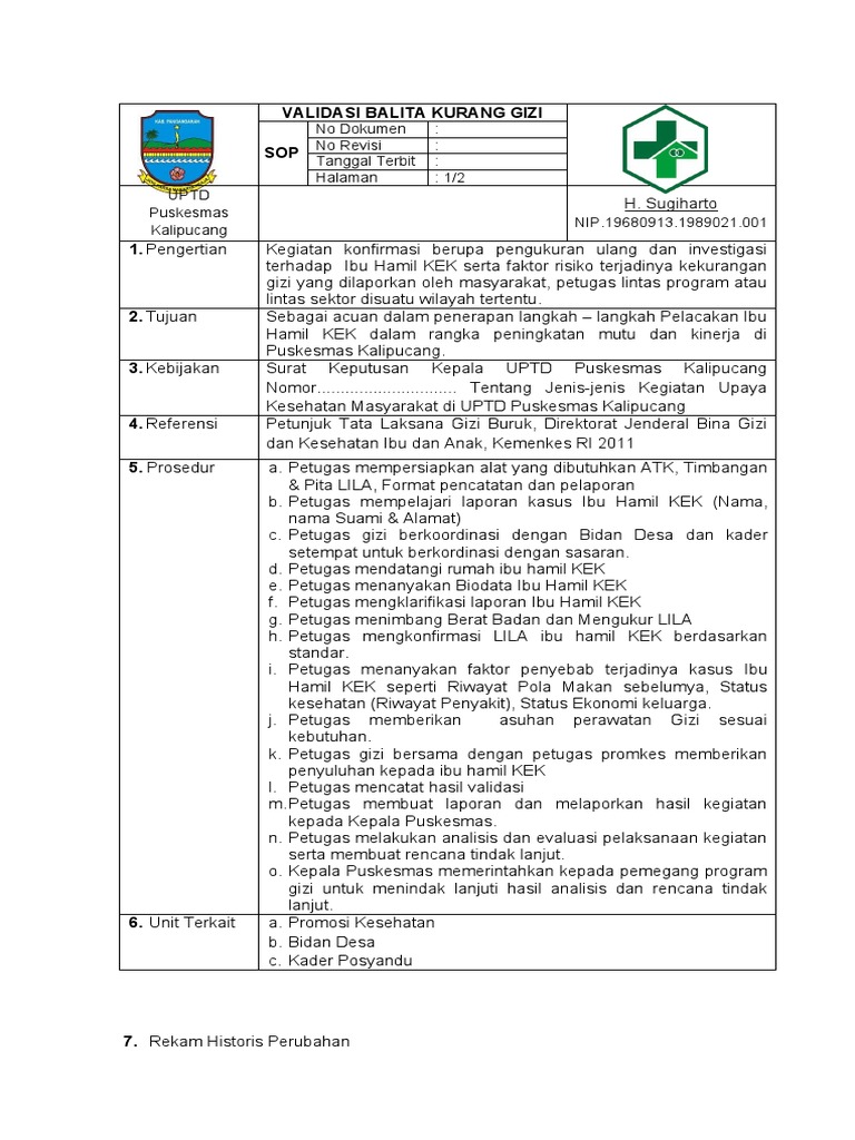 Sop Validasi Balita Bumil Kek | PDF