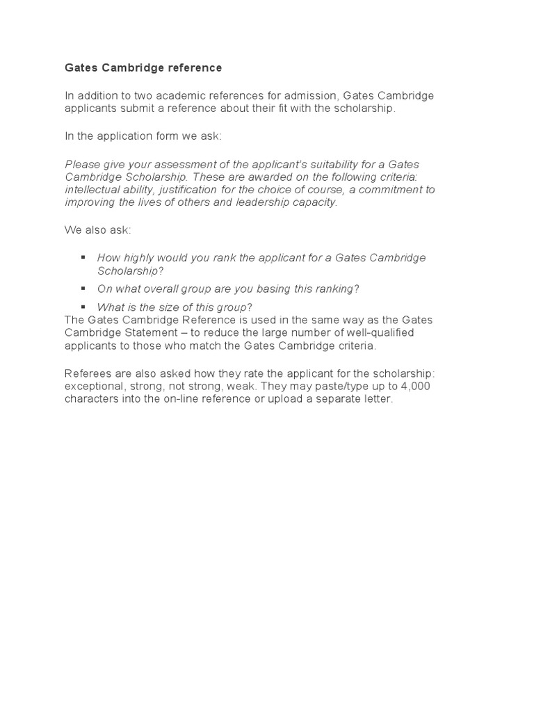Gates Cambridge Reference | PDF