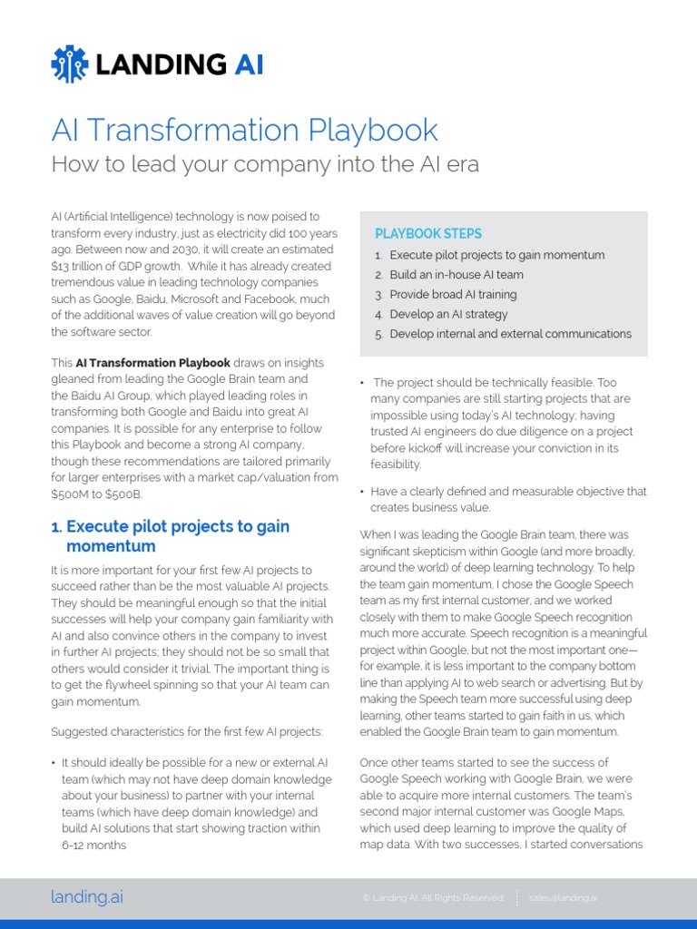 LandingAI Playbook AI-Transformation Playbook 2 | PDF | Intelligence ... LandingAI Playbook AI-Transformation Playbook 2 | PDF | Intelligence ...