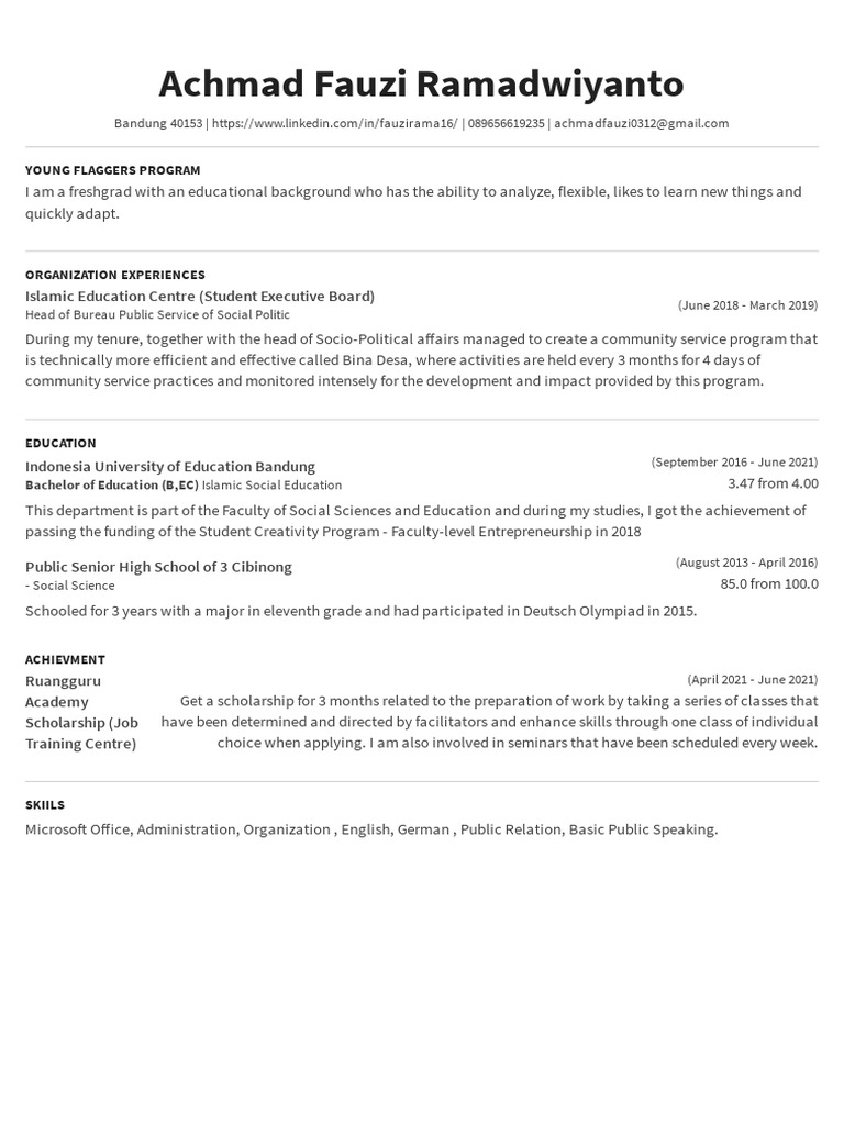 Achmad Fauzi R - CV - Updated On November 3 2021 | PDF