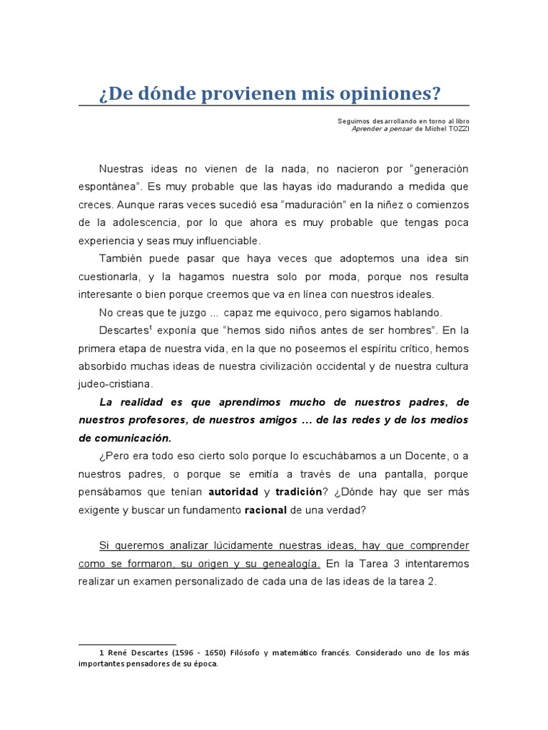 De Donde Provienen Mis Opiniones | PDF