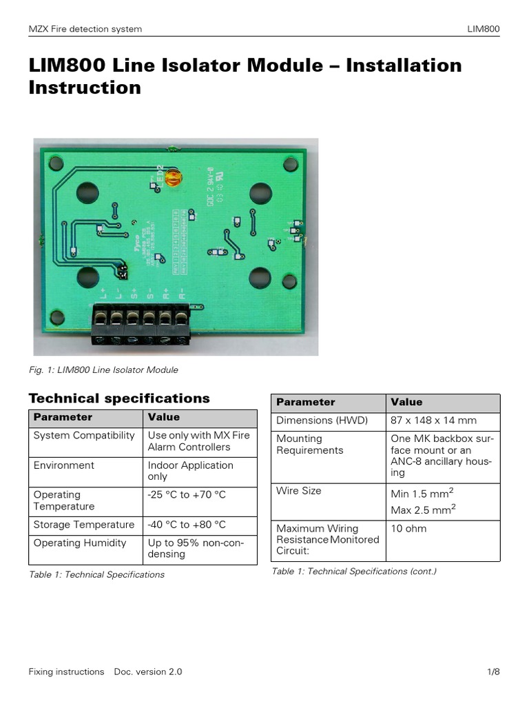 LIM800 Line Isolator Module - Installation Instruction: Technical ...