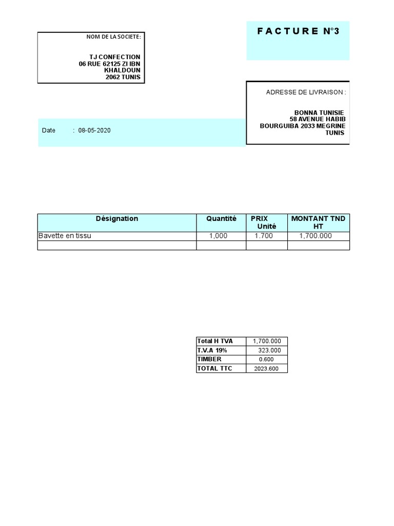Modele Facture Excel | PDF | Commerce | Impôts