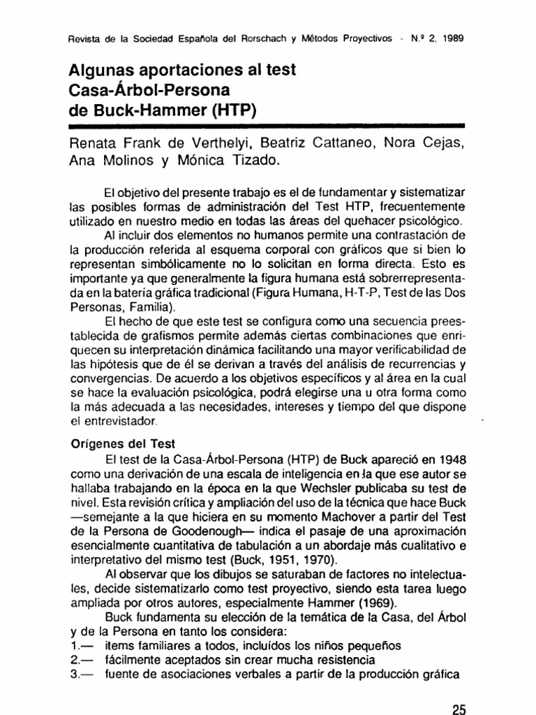 Algunas Aportaciones Al Test (HTP) de Hammer | PDF