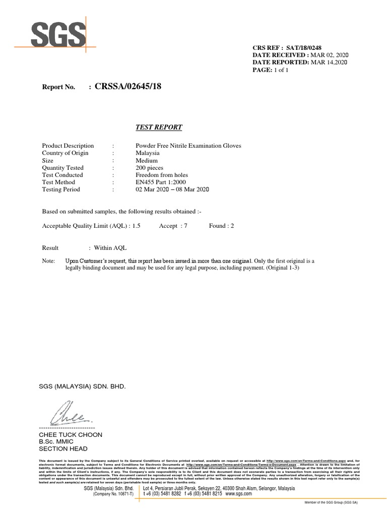 SGS EN455 Test Report S | PDF | Forgery | Justice