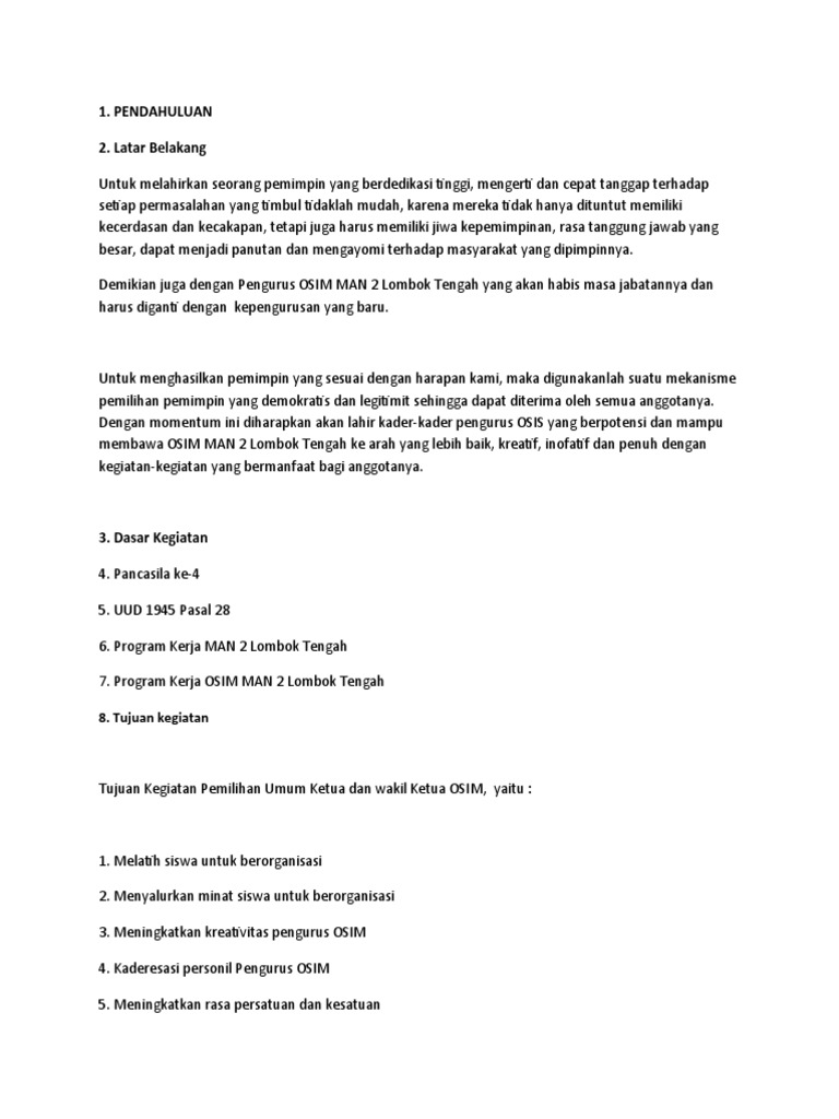 Proposal Kegiatan Pemilihan Ketua Osim | PDF | Karier & Perkembangan