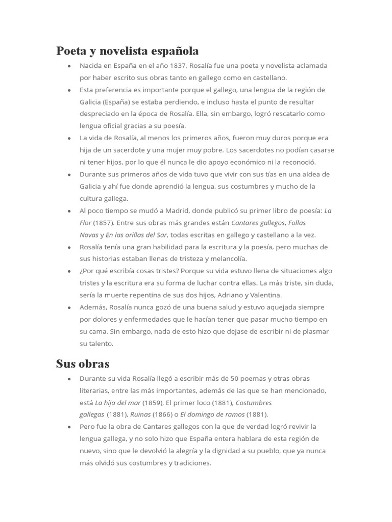 Biografía Rosalia de Castro | PDF | Clásicos