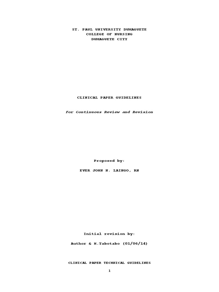 Clinical Paper Guidelines | PDF | Chemistry | Dose (Biochemistry)